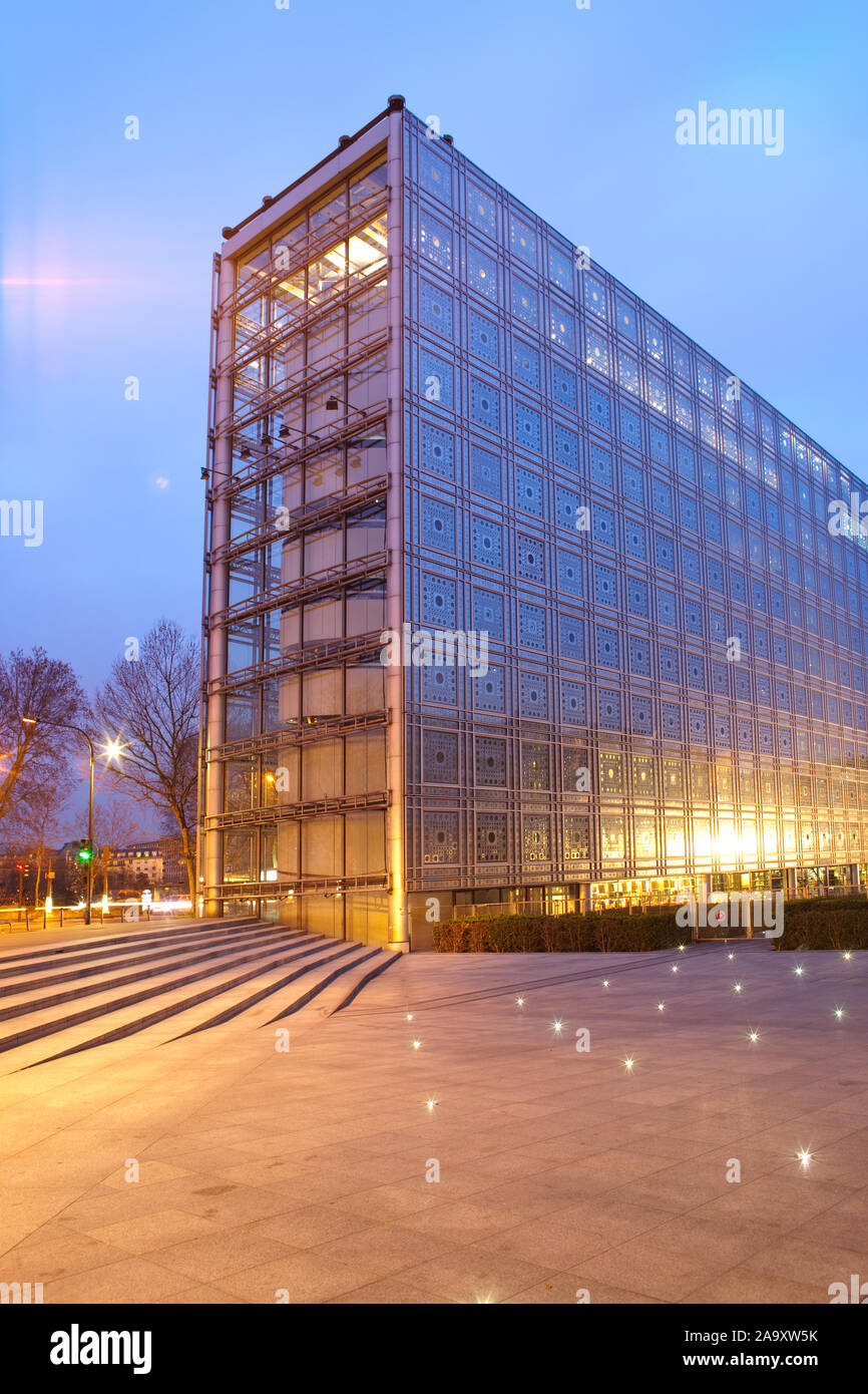 Paris, France - The light sensitive facade of The Institut du Monde ...