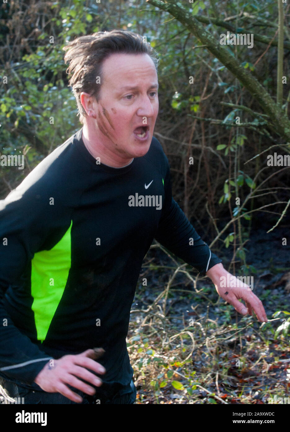 The Prime Minister David Cameron competing in the Great Brook Run in ...
