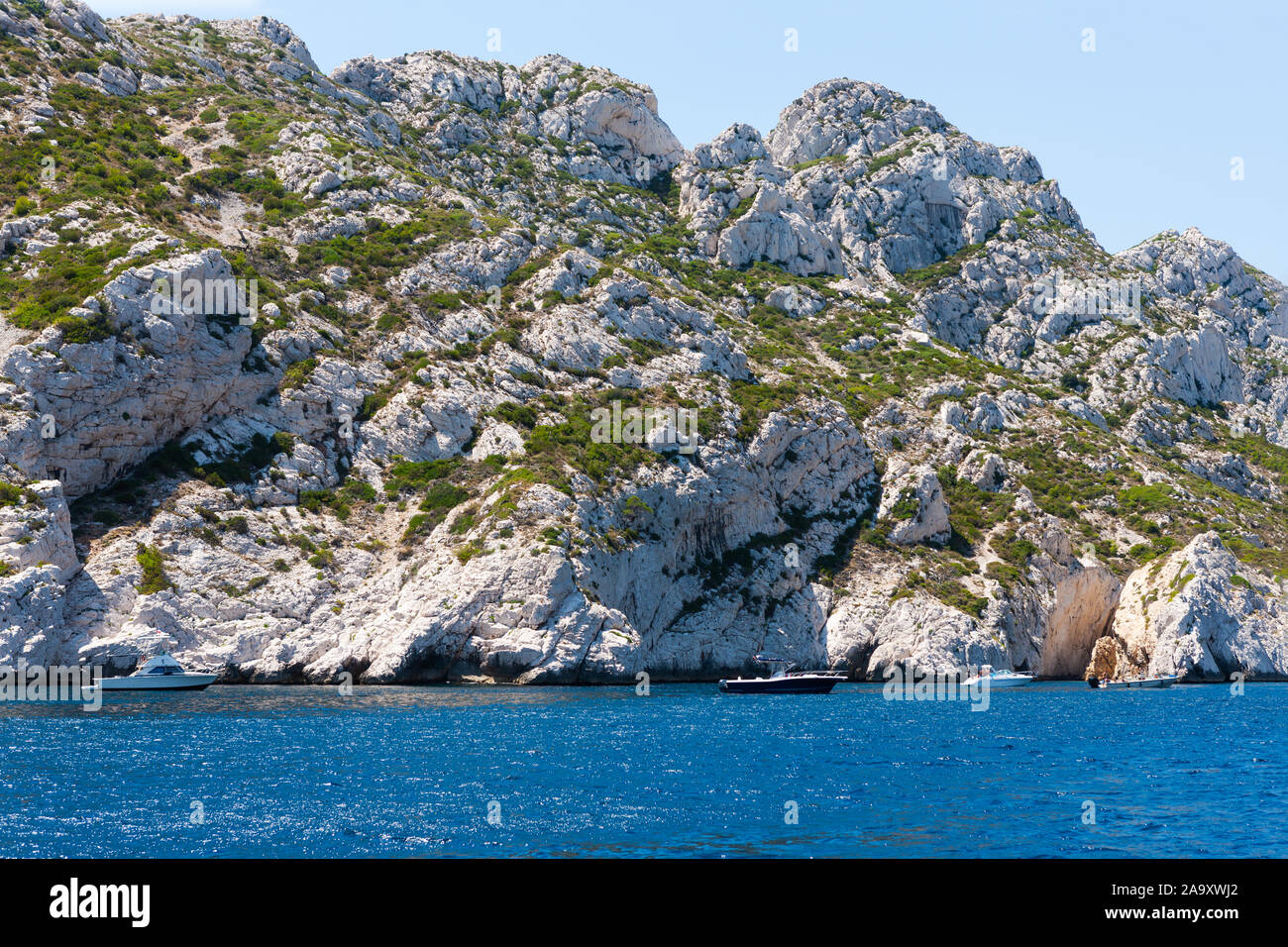 Calanques National Park, mountainous coastline in south France near ...