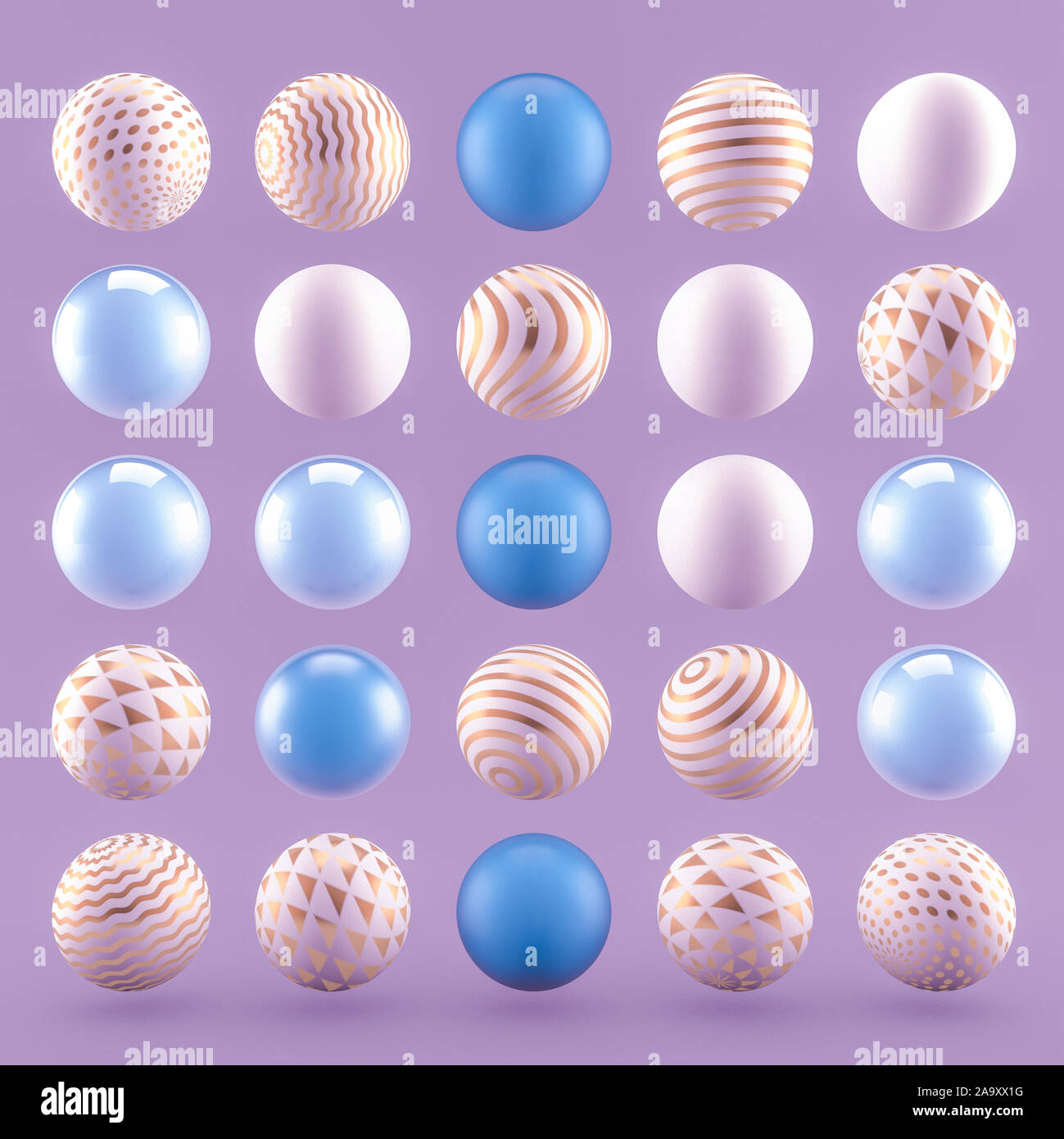 Purple geometric background with balls. 3d rendering 3d illustration ...