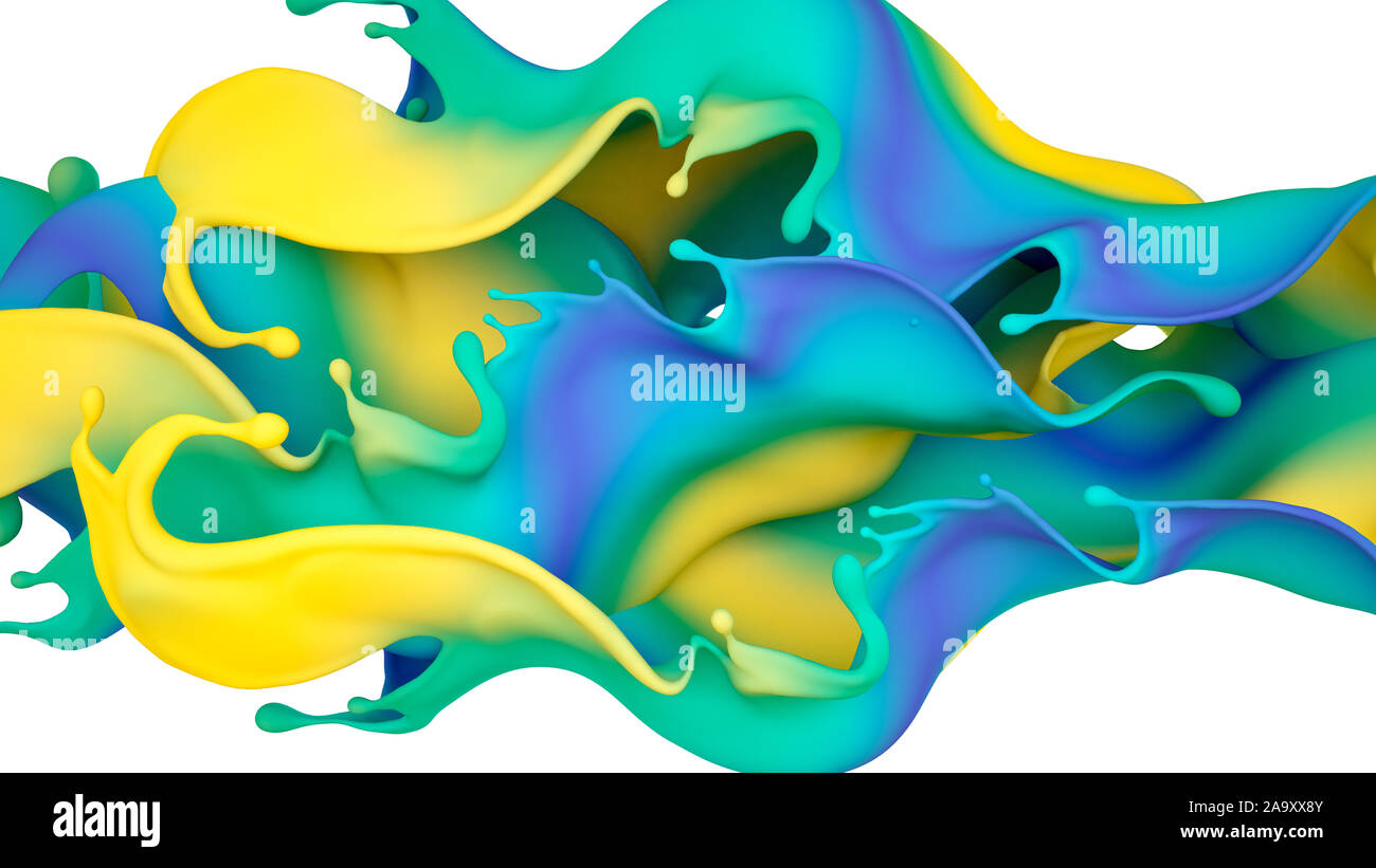 Beautiful multi-color splash of liquid . 3D illustration, 3D ...