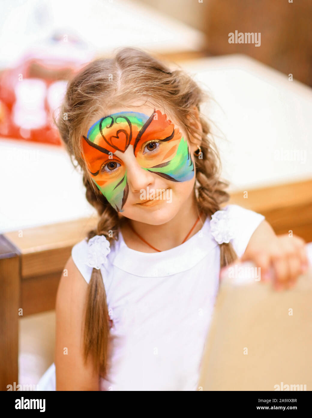 close up. little girl with animated makeup Stock Photo - Alamy