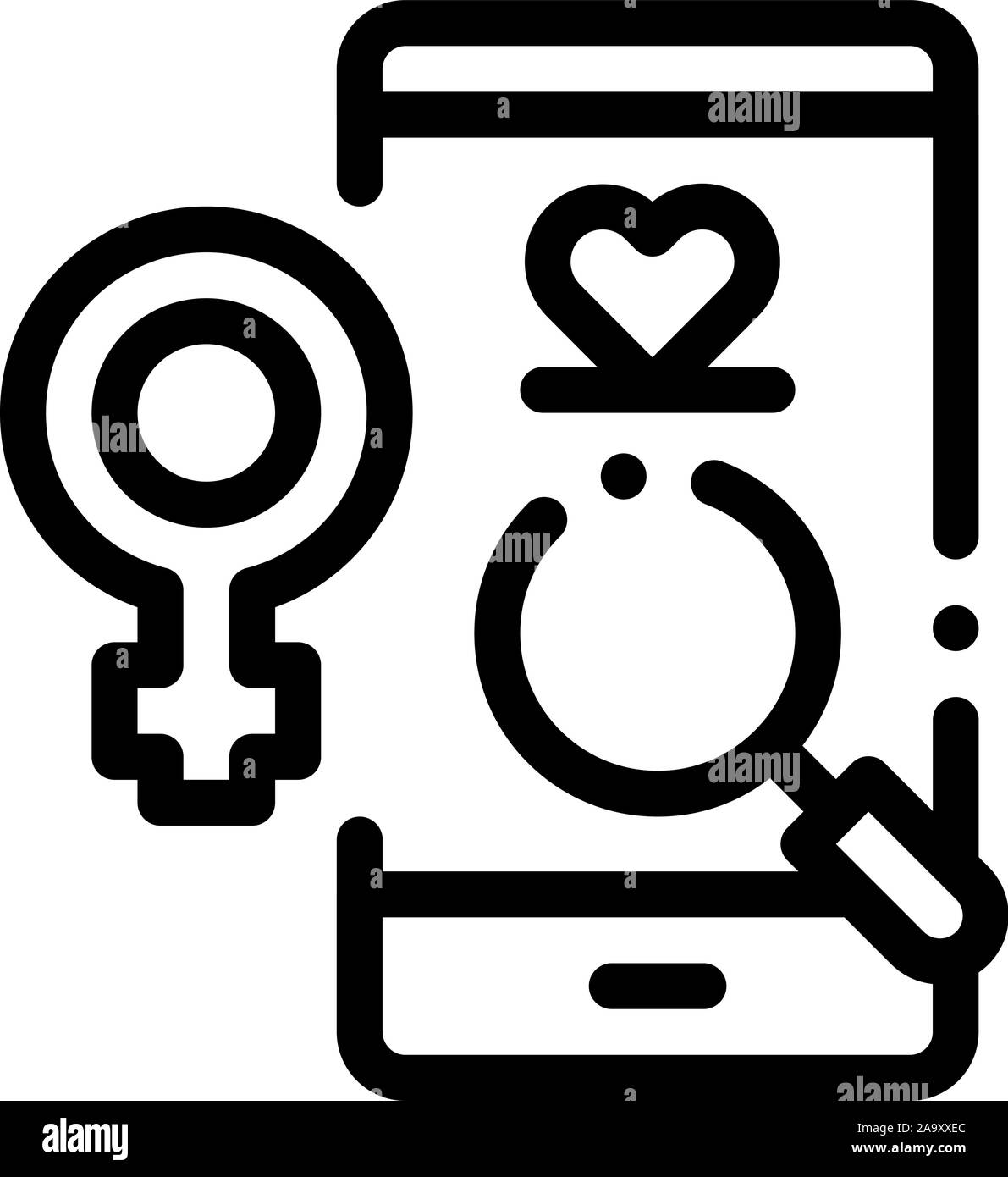 Female Love Search Icon Vector Outline Illustration Stock Vector Image ...