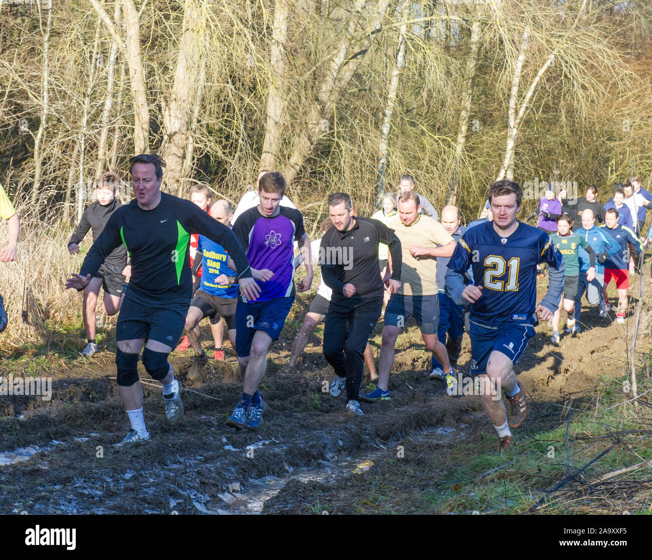 The Prime Minister David Cameron competing in the Great Brook Run in ...