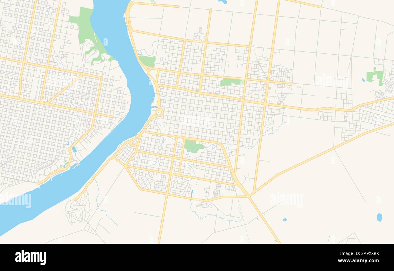 Printable street map of Salto, Uruguay. Map template for business use ...