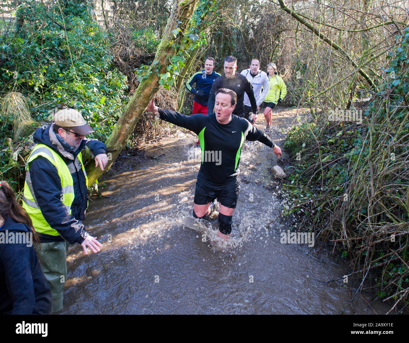 The Prime Minister David Cameron competing in the Great Brook Run in ...