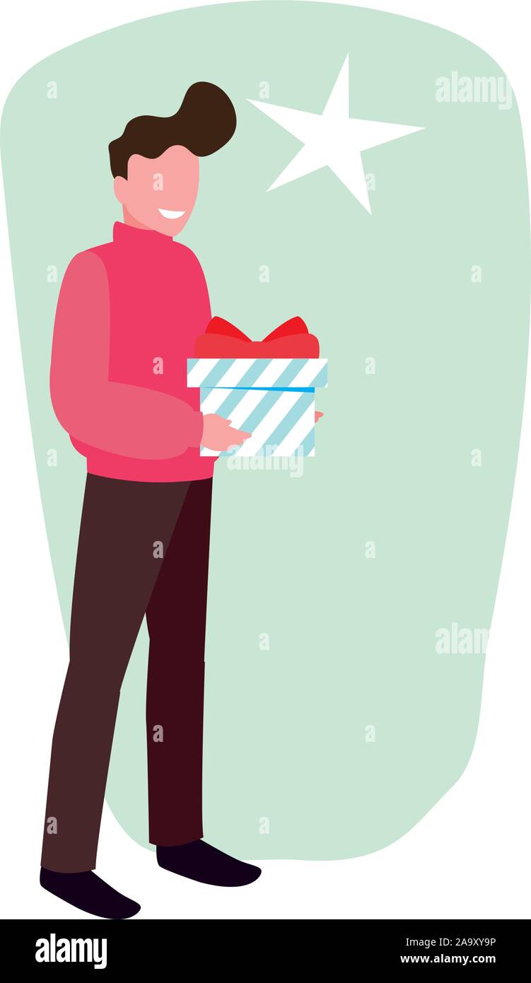 man with gift boxes on white background vector illustration design ...