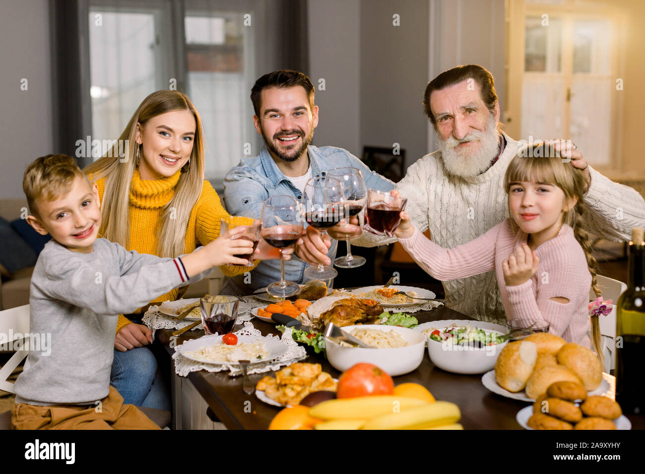 Family Eating Thanksgiving Dinner Together