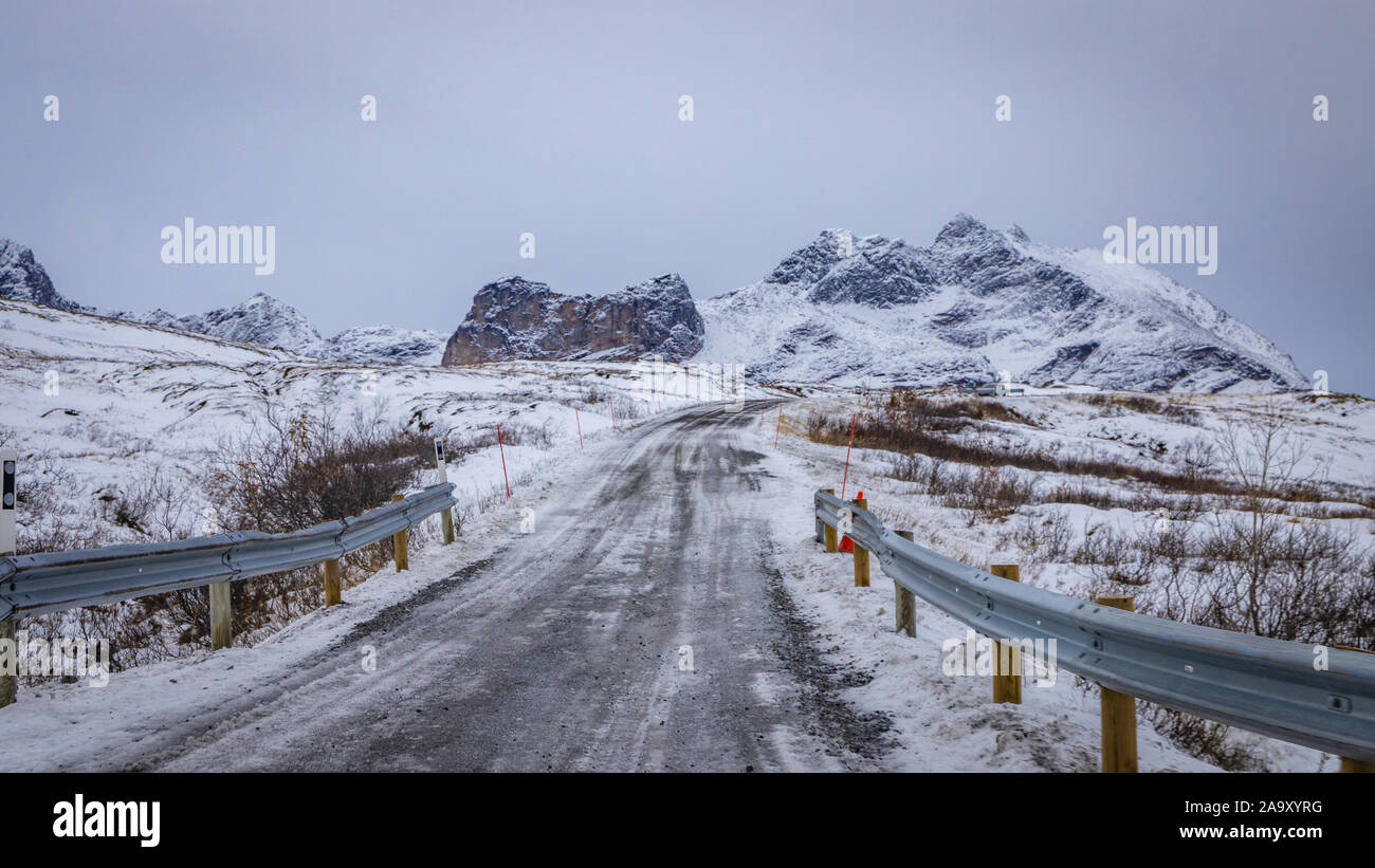 winter wonderland between Tromvik and Rekvik on Kvaløya, North Norway ...