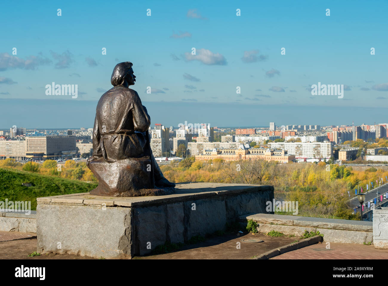NIZHNY NOVGOROD, RUSSIA - SEPTEMBER 28, 2019: Monument to the great Russian writer Maxim Gorky ...