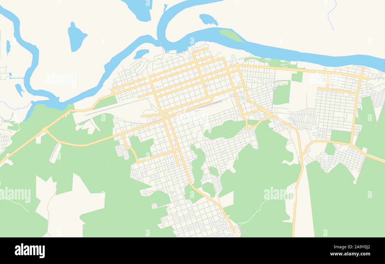 Printable street map of Corumba, Brazil. Map template for business use ...