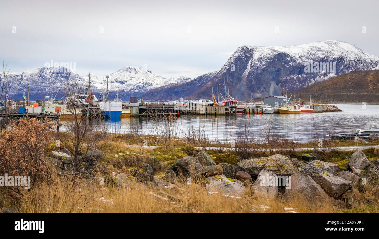 wonderful village Tromvik on Kvaløya, North Norway Stock Photo - Alamy