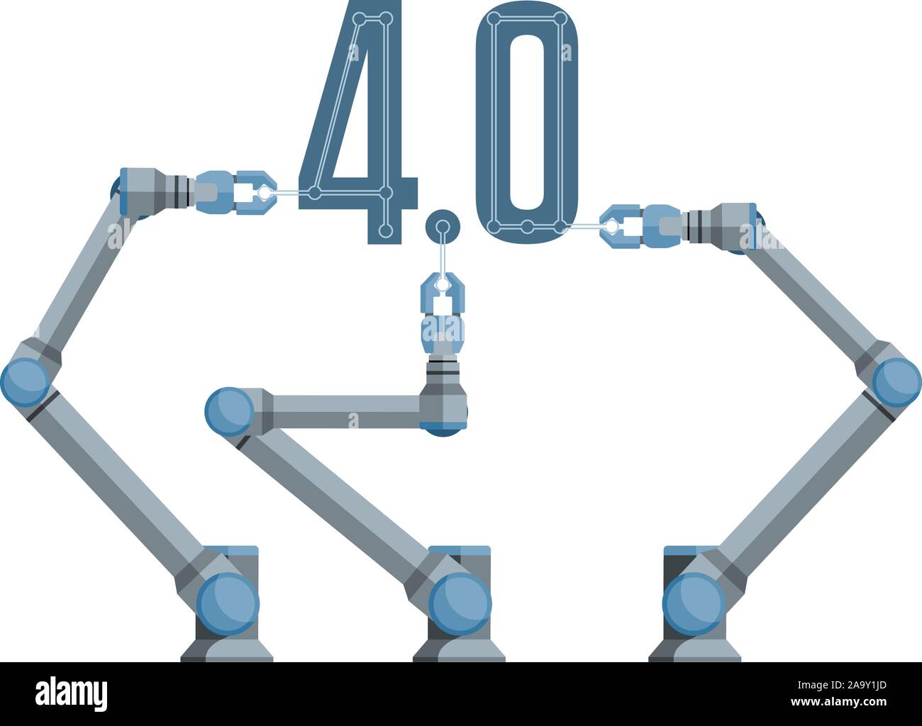 Robots assemble inscription "4.0". Smart industry concept. Vector ...