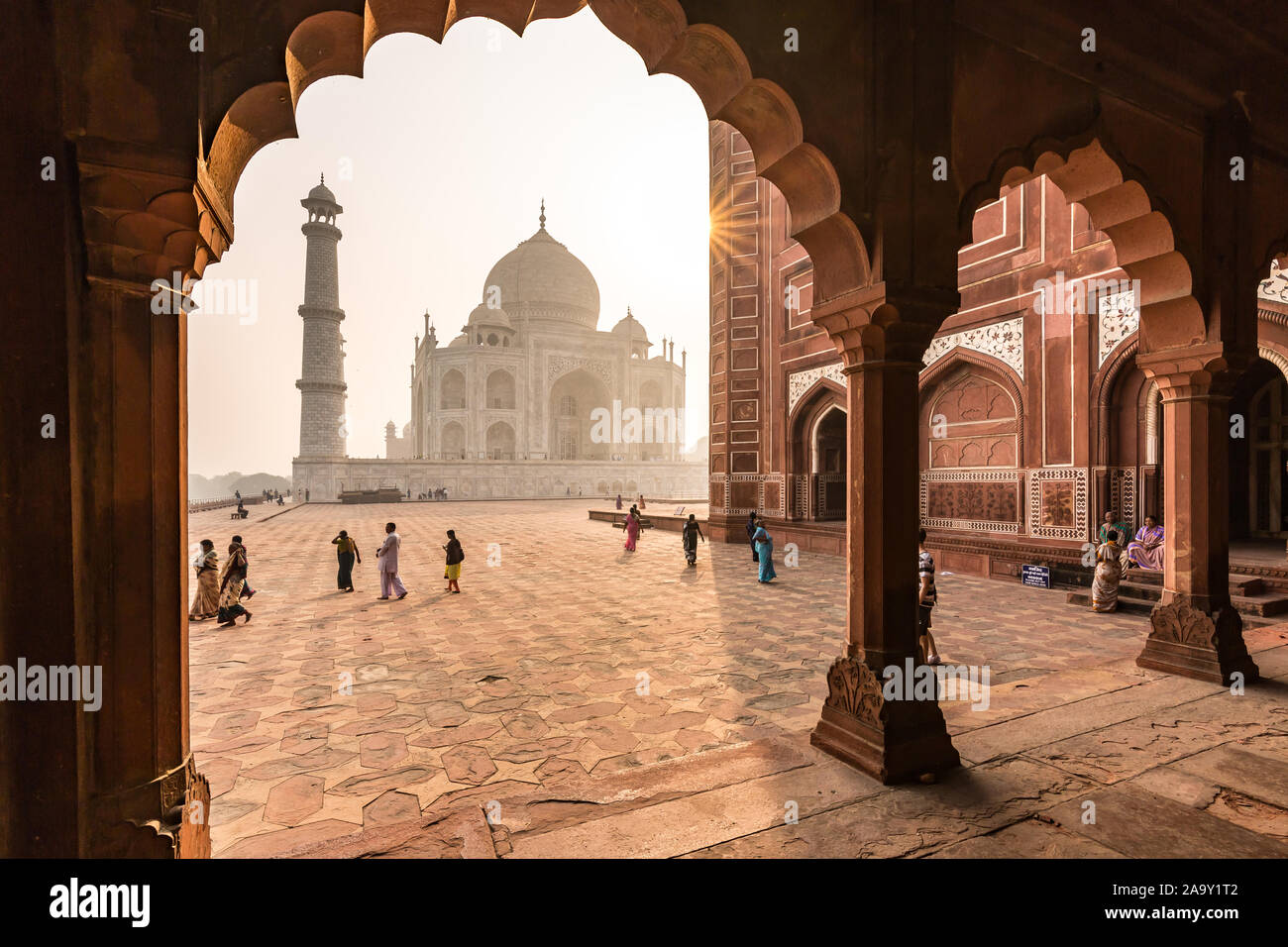 Taj Mahal during sunrise Stock Photo - Alamy