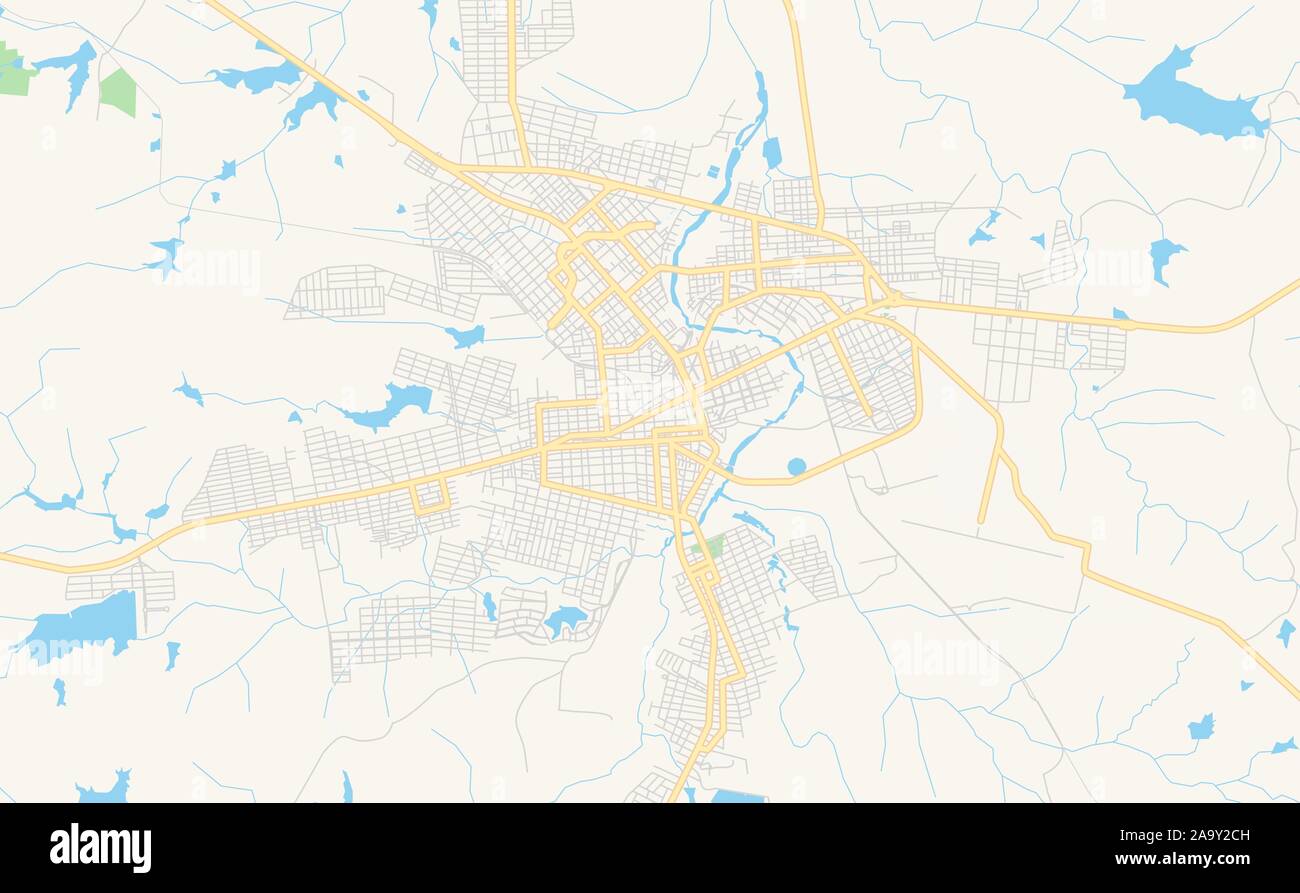 Printable street map of Patos, Brazil. Map template for business use ...