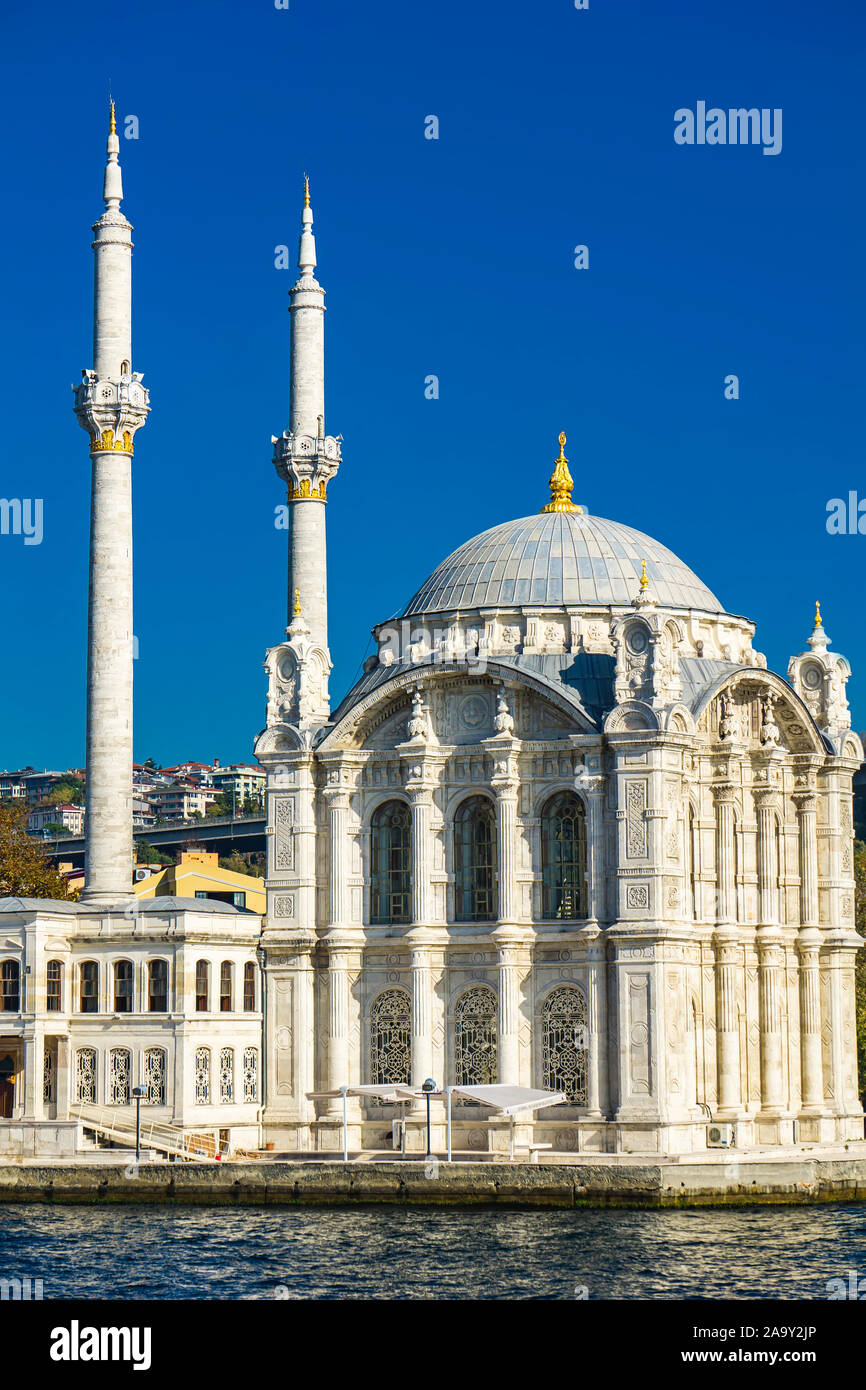 Ortakoy Mosque on the Bosphorus in Istanbul, Turkey. This Baroque ...