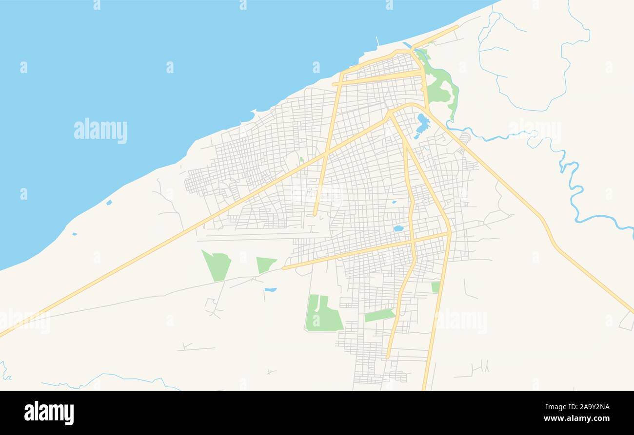 Printable street map of Riohacha, Colombia. Map template for business ...