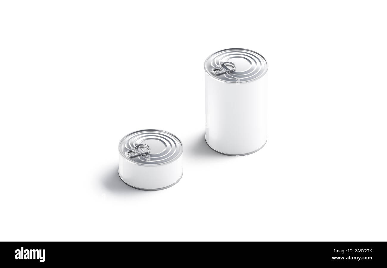 Blank white big and small conserve can mock up, isolated Stock Photo ...