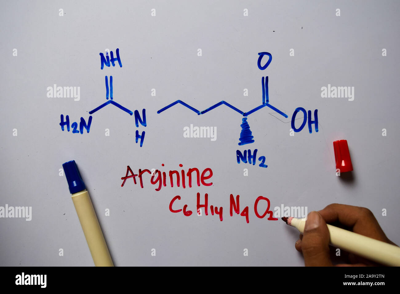 Arginine write on the white board. Structural chemical formula. Education concept Stock Photo ...
