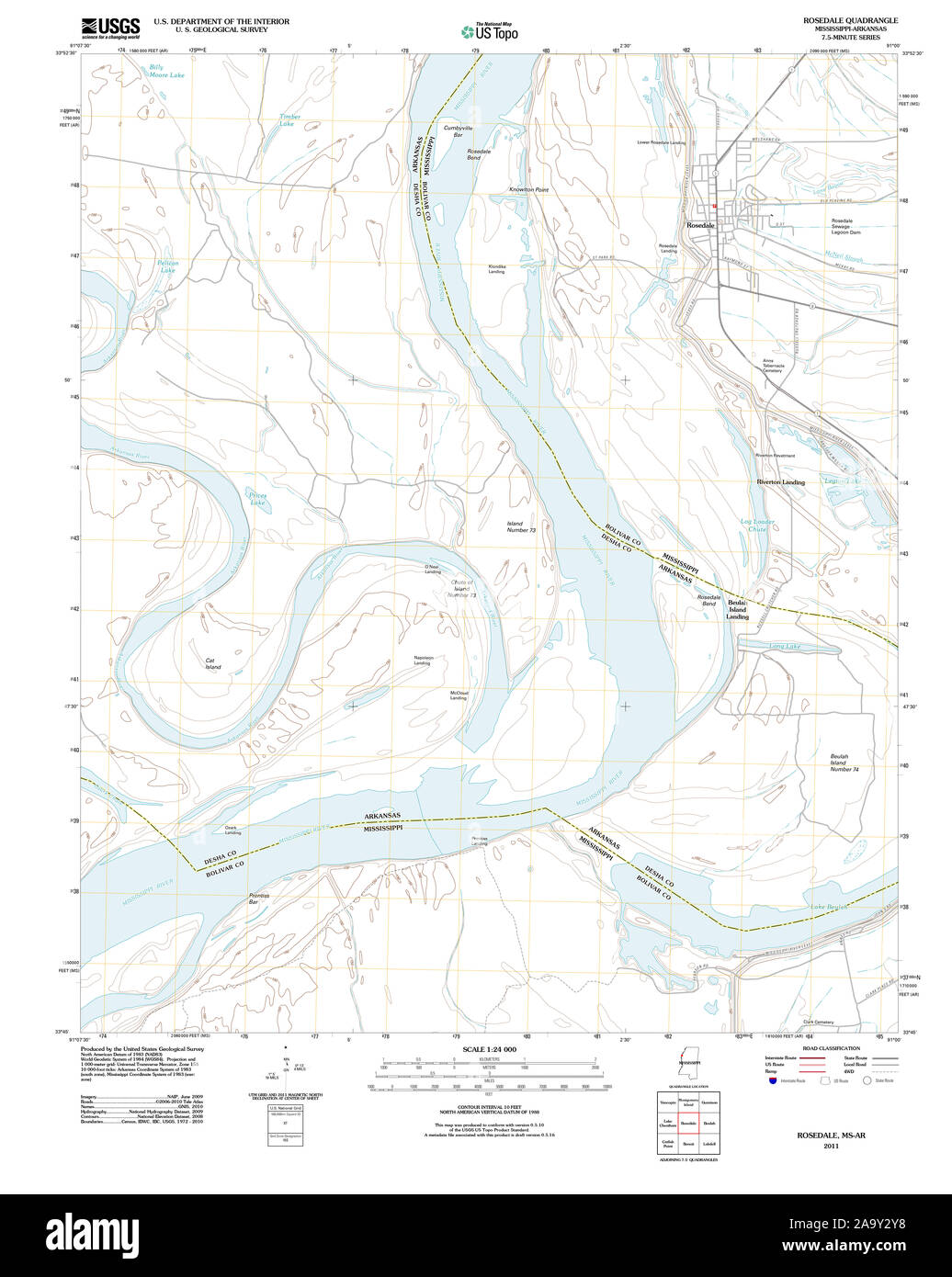 Map of rosedale mississippi Cut Out Stock Images & Pictures - Alamy