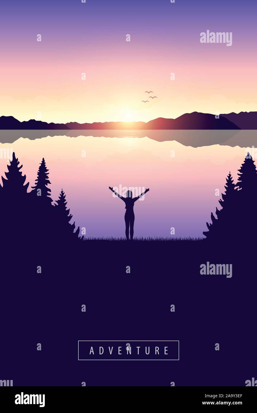 Adventure woman hiker Stock Vector Images - Alamy