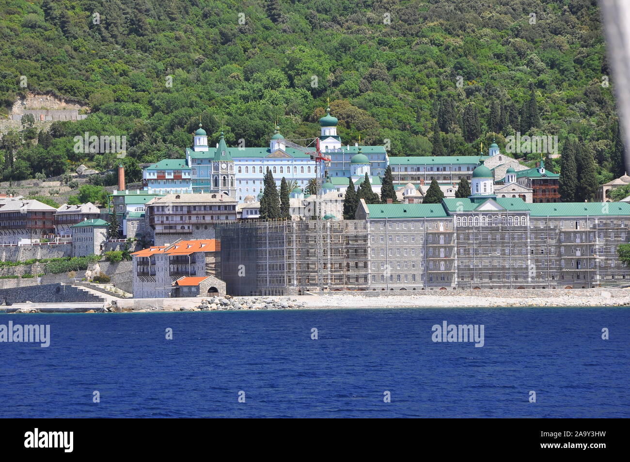 Athos - Holy Mountain in Greece with ancient monasteries Stock Photo ...