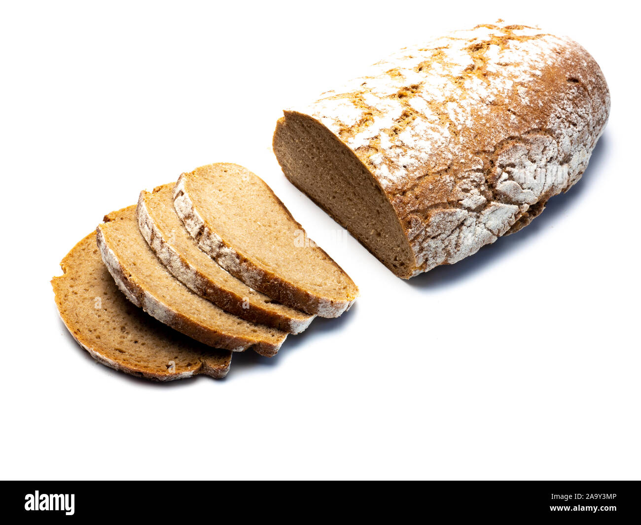 Organic rye bread isolated white background Stock Photo - Alamy