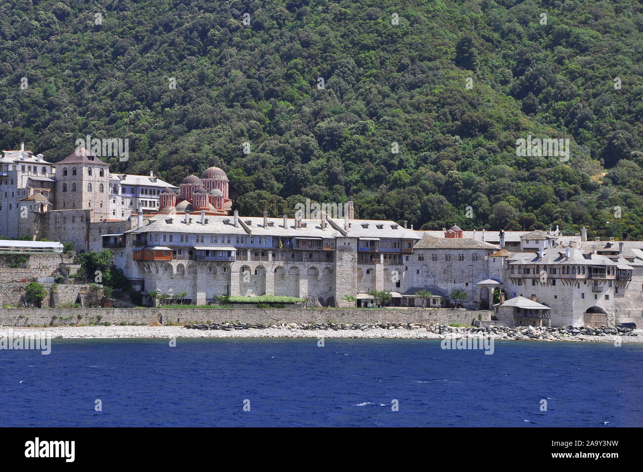 Athos - Holy Mountain in Greece with ancient monasteries Stock Photo ...