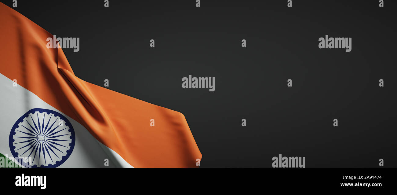 India flag fabric on plain dark background Stock Photo - Alamy
