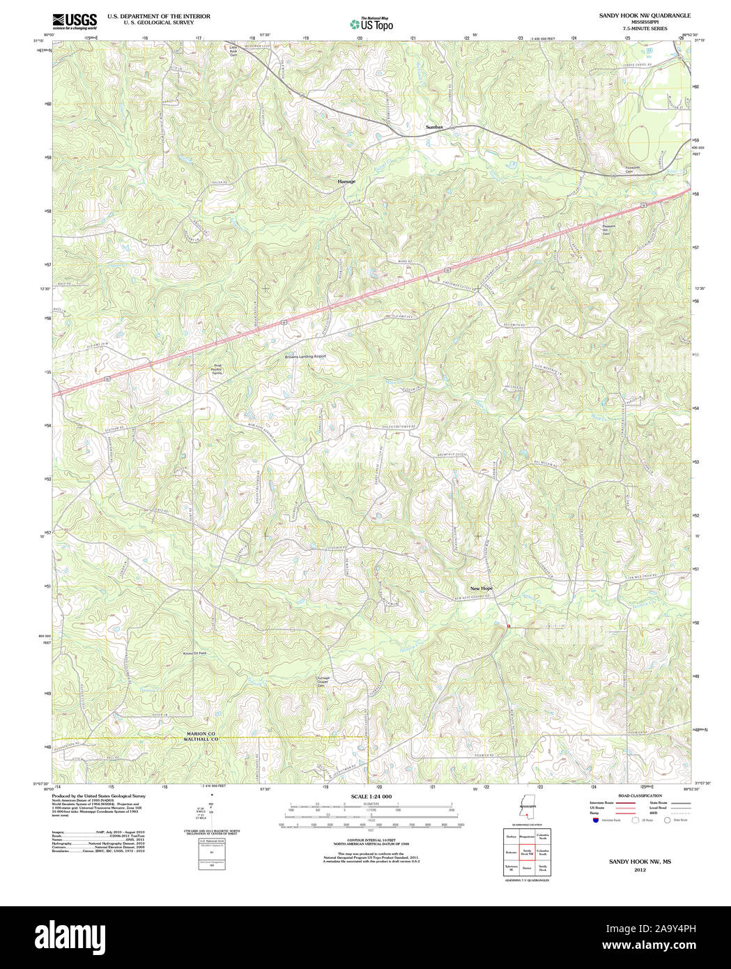 Map of sandy hook mississippi hi-res stock photography and images - Alamy