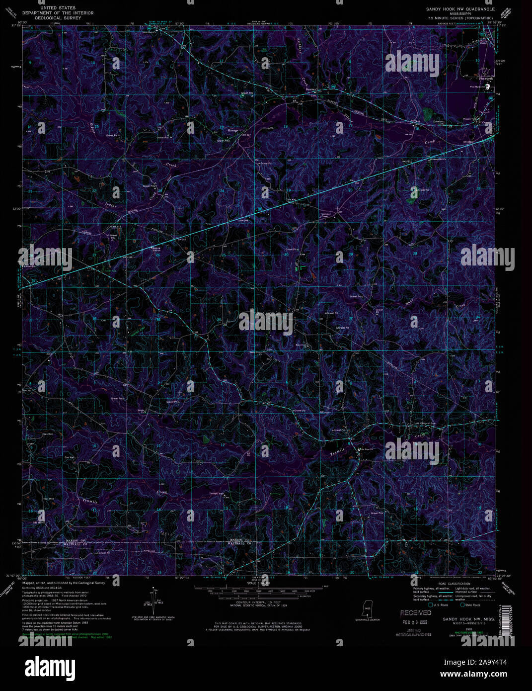 Map of sandy hook mississippi hi-res stock photography and images - Alamy