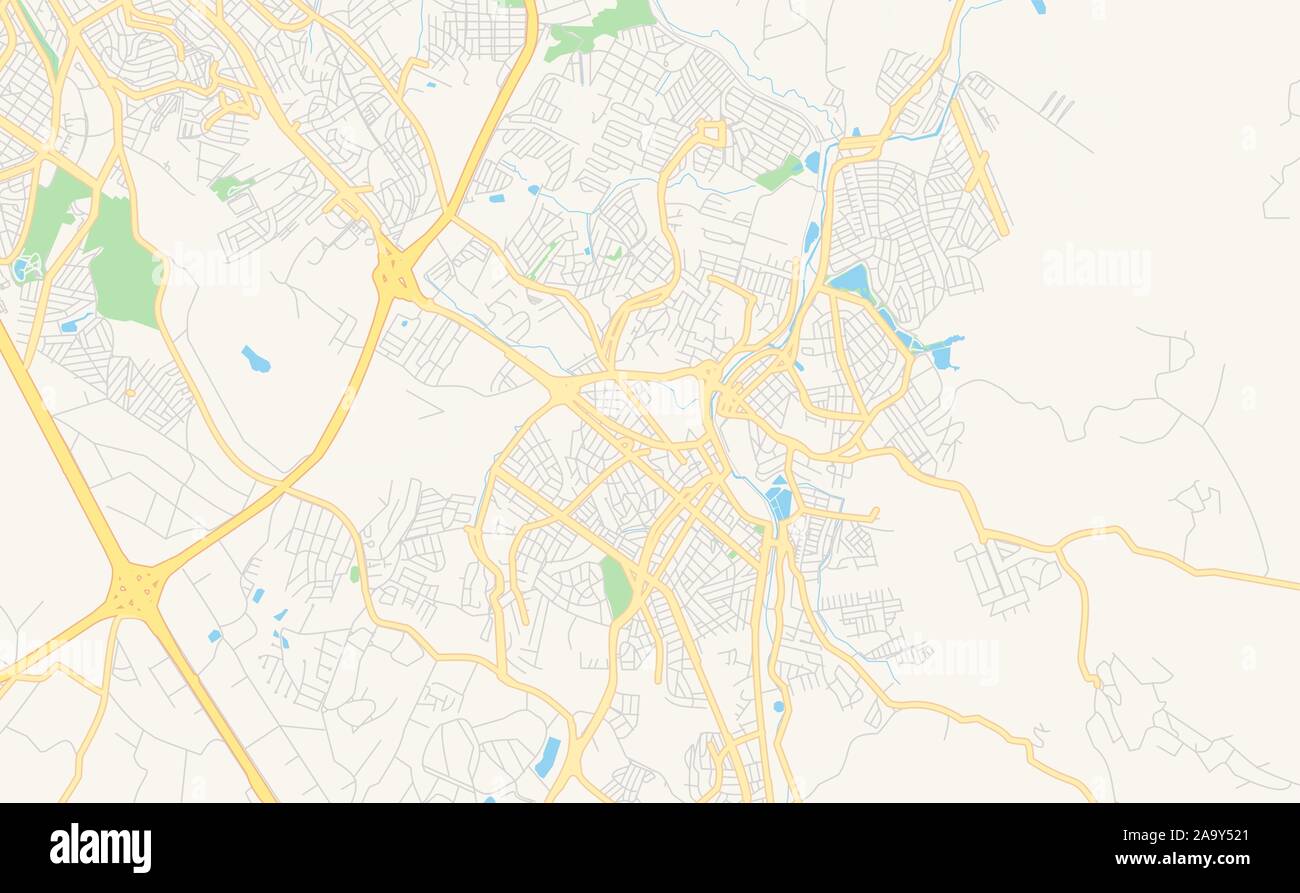 Printable street map of Valinhos, Brazil. Map template for business use ...