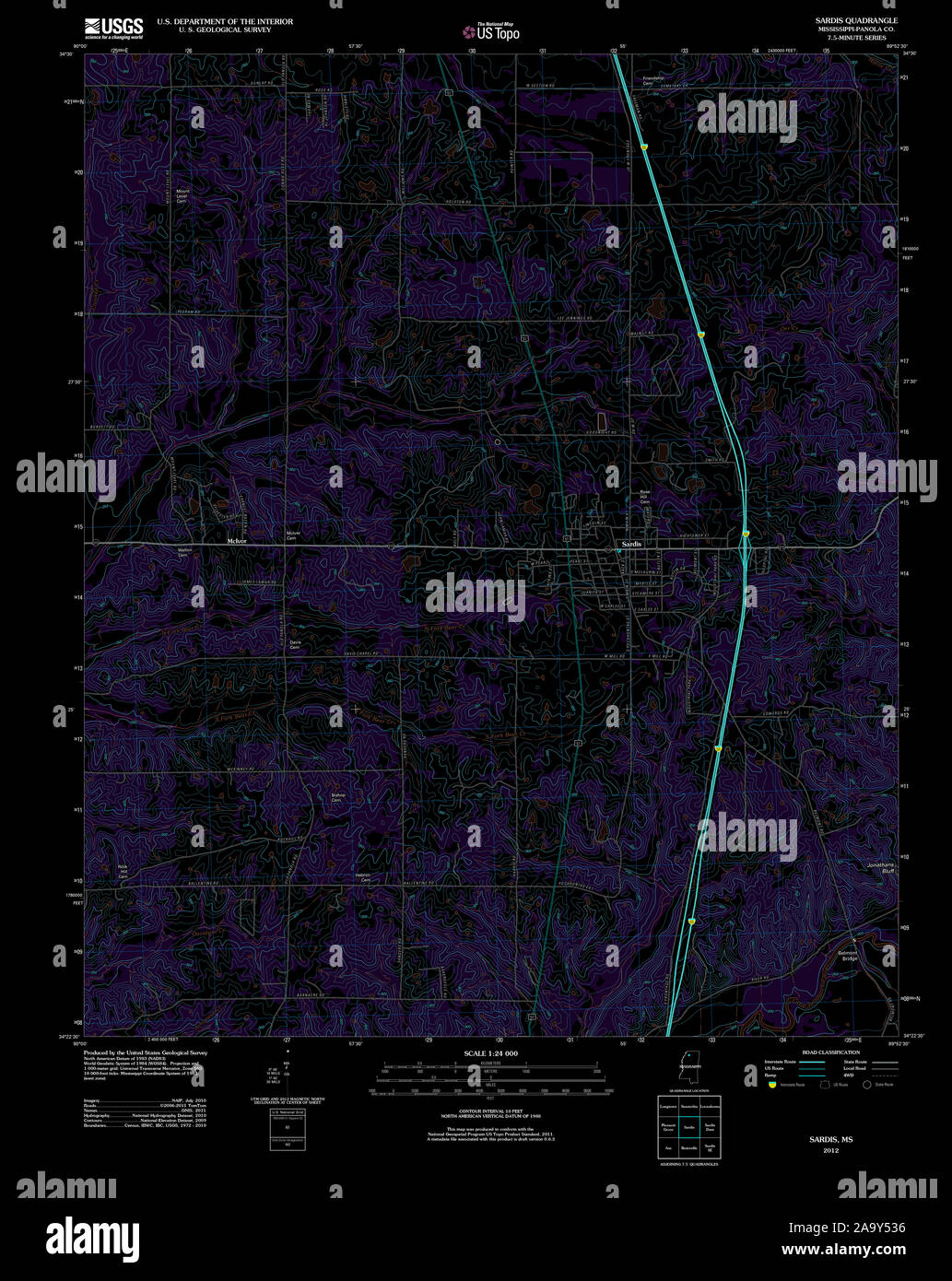 Map of sardis mississippi hi-res stock photography and images - Alamy