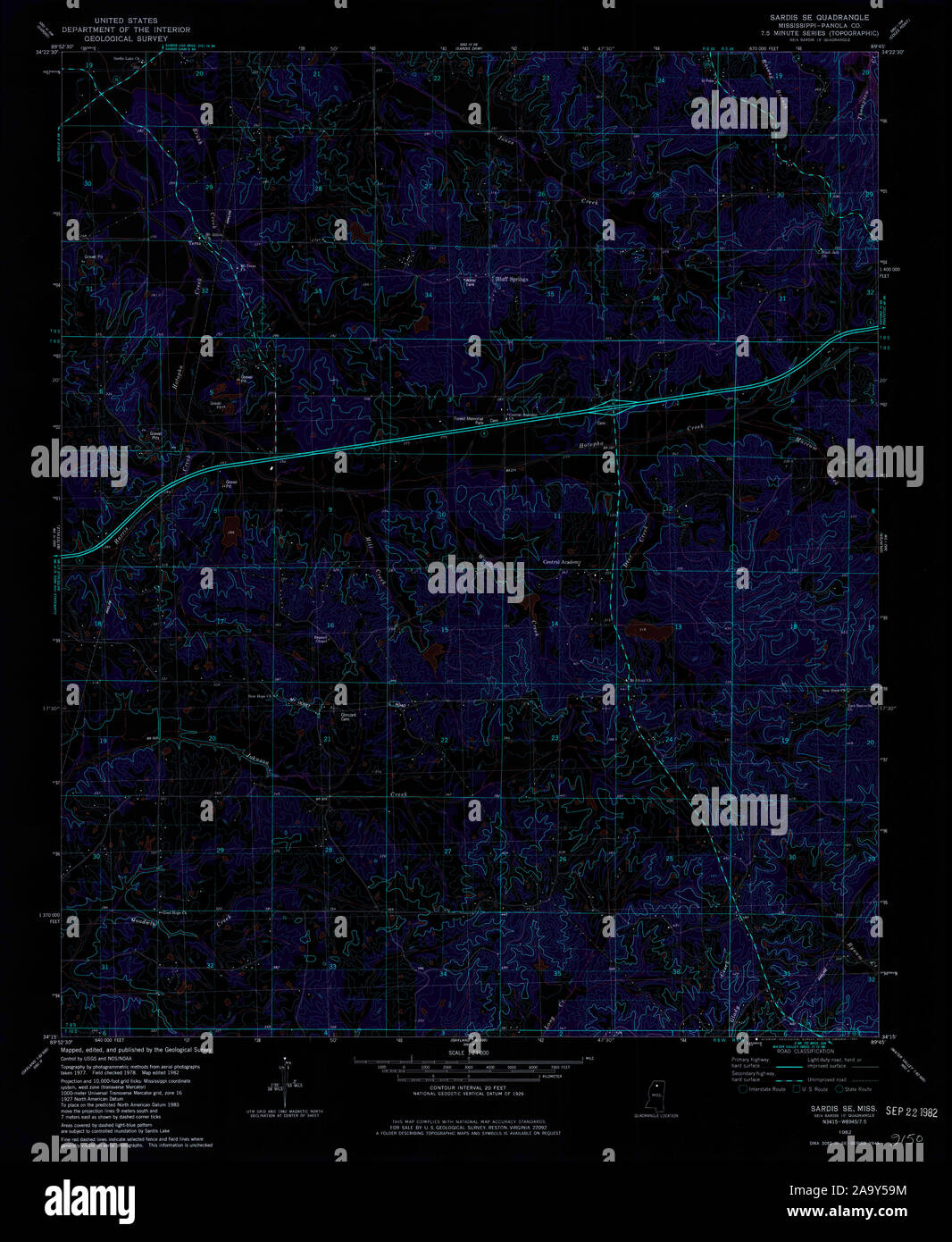 Map of sardis mississippi hi-res stock photography and images - Alamy