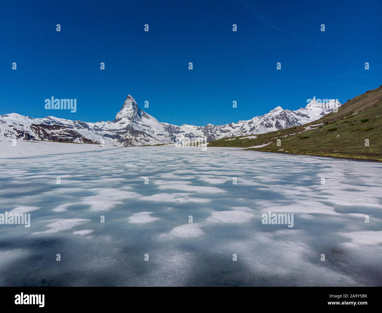 East and north faces of the Matterhorn in Zermatt, Switzerland during ...