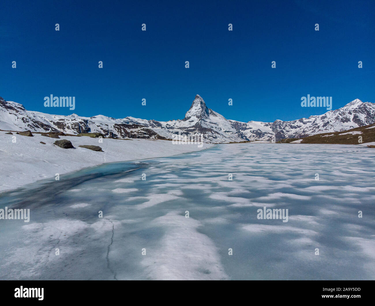 East and north faces of the Matterhorn in Zermatt, Switzerland during ...