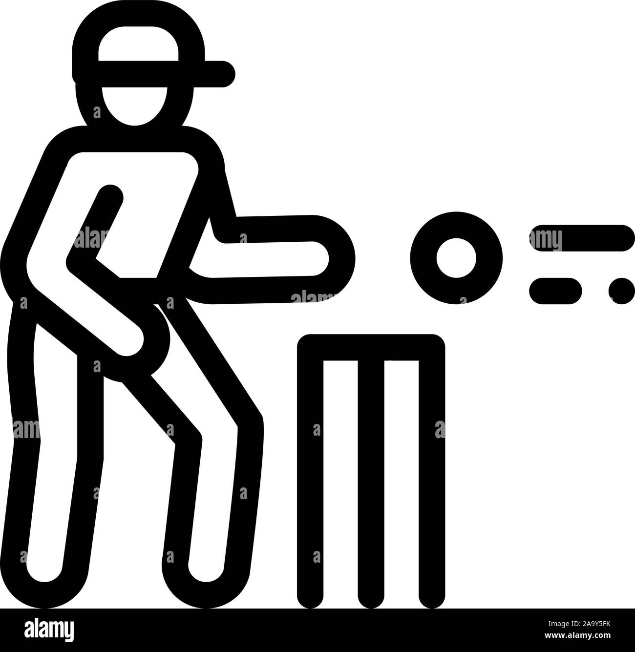 Cricket Player Throwing Ball Icon Vector Outline Illustration Stock ...
