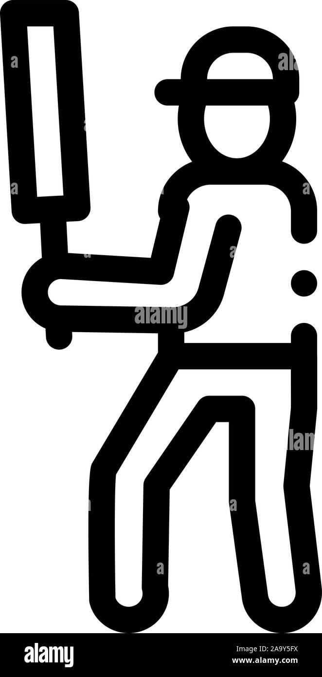 Cricket Player Batsman Icon Vector Outline Illustration Stock Vector ...