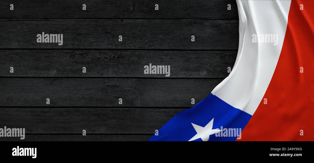 Flag of the Chile, fabric on dark wood Stock Photo - Alamy