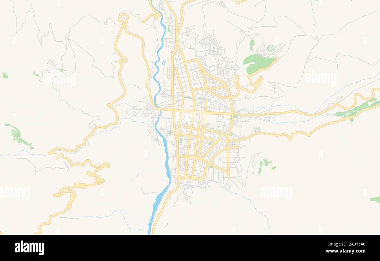 Printable street map of Huaraz, Peru. Map template for business use ...
