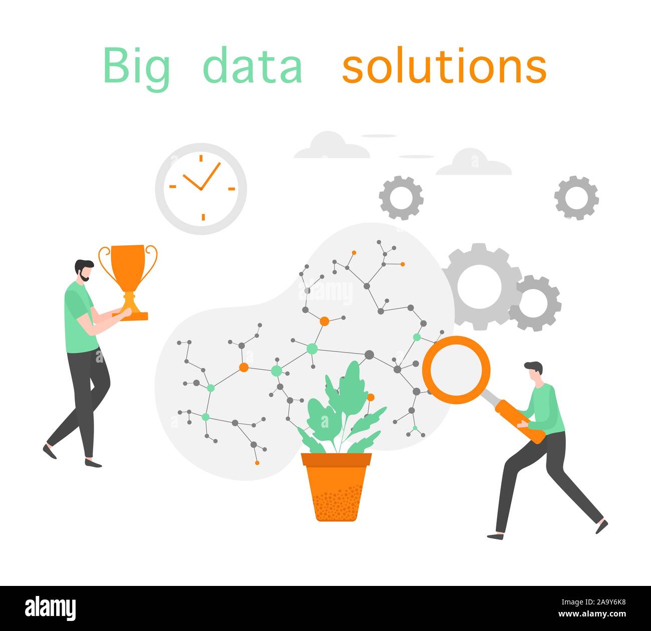 Vector illustration of business growth, financial increase. People ...