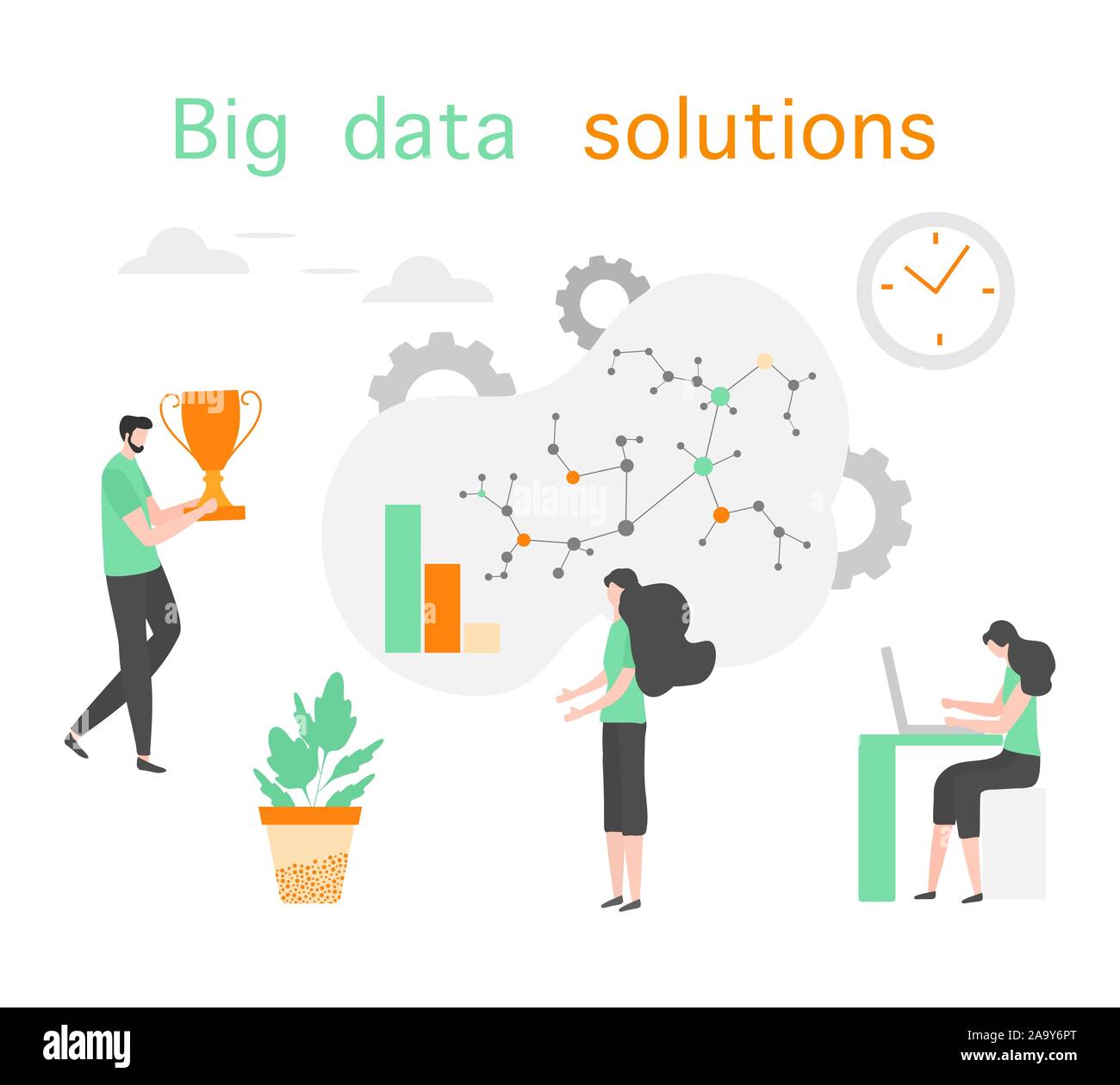 Vector illustration of business growth, financial increase. People. Search engine optimization ...