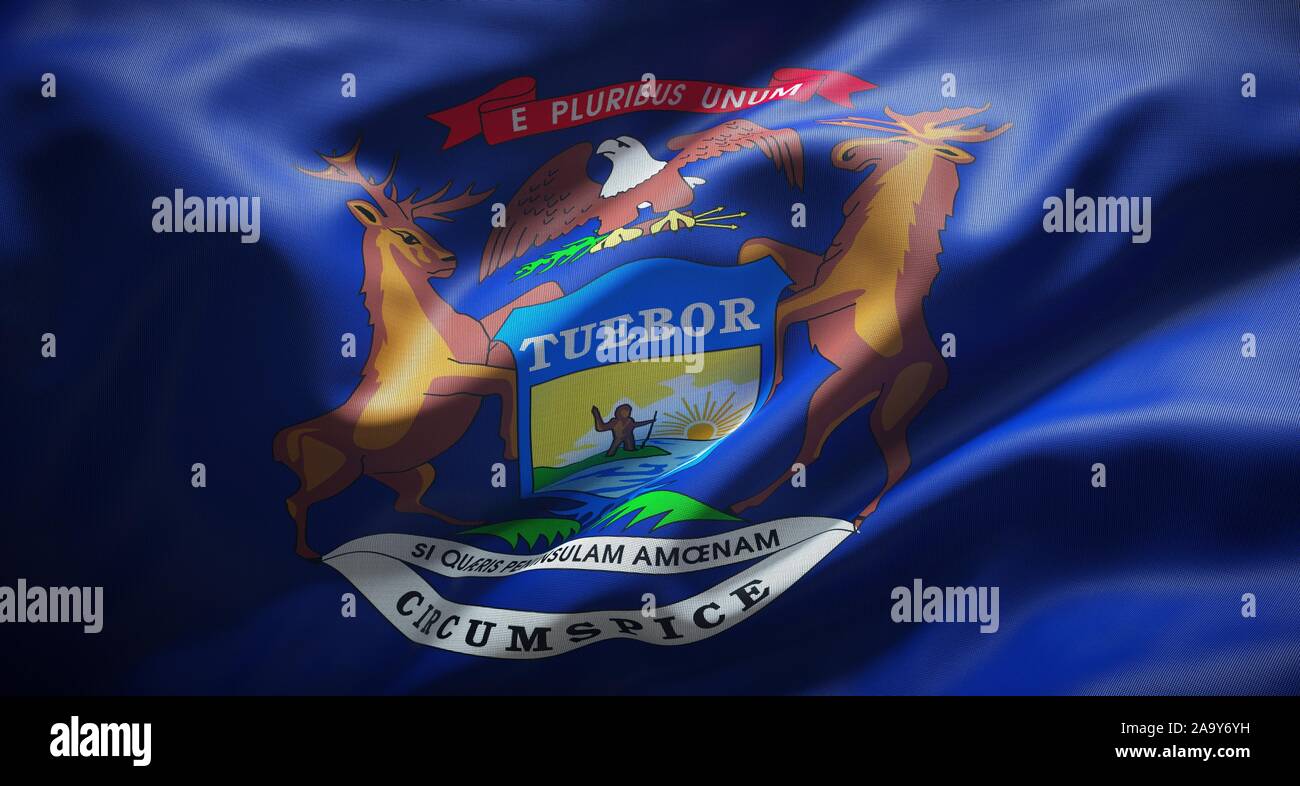 Official flag of the state of Michigan. United States of America Stock ...