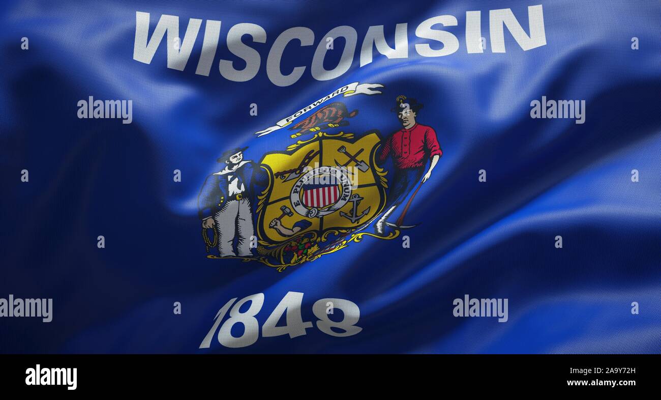 Official flag of the state of Wisconsin. United States of America Stock ...