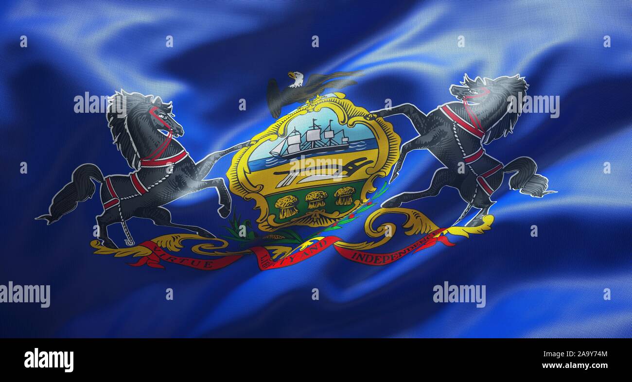 Official flag of the state of Pennsylvania. United States of America ...
