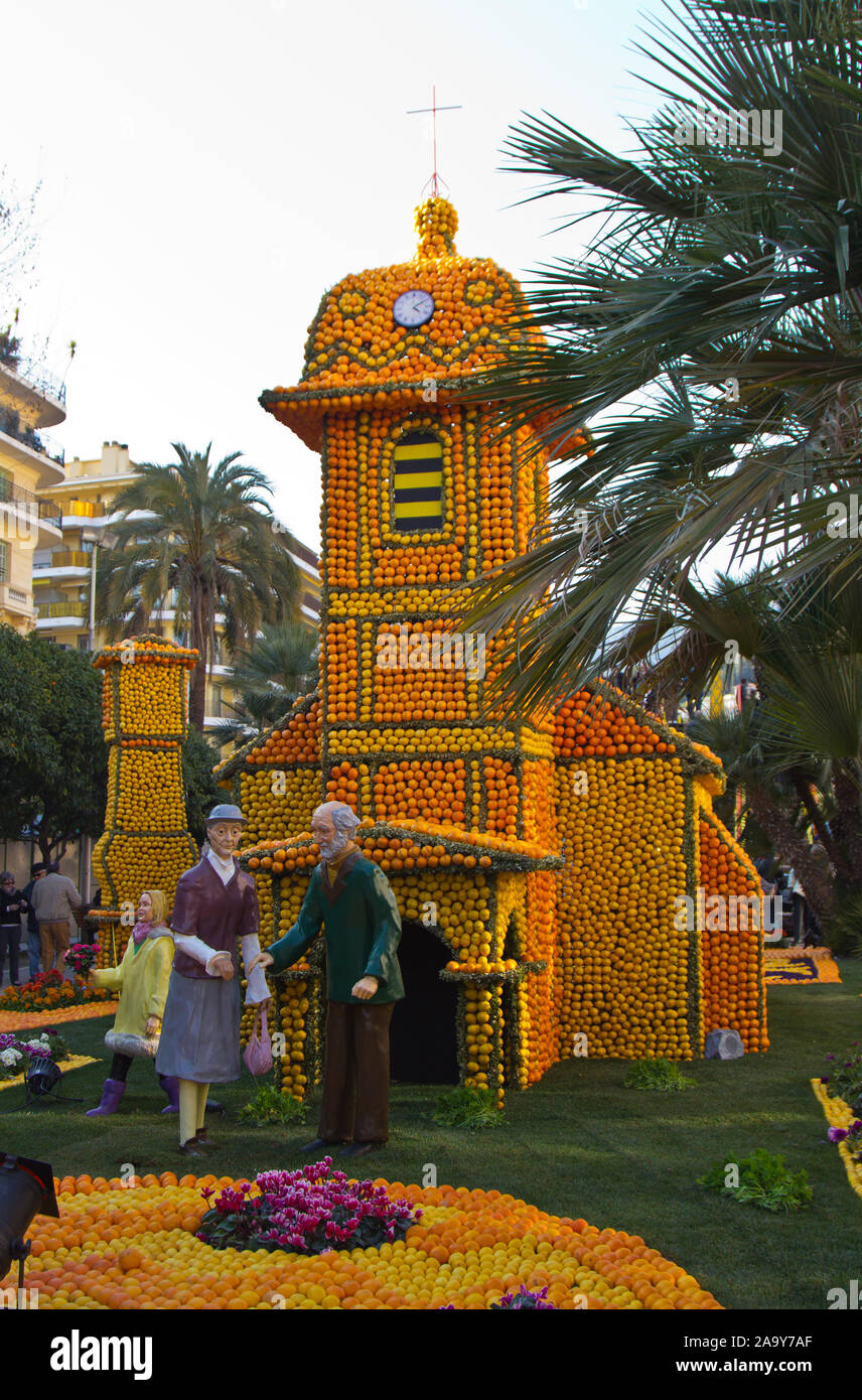 MENTON, FRANCE - FEB 27,2012: Lemon Festival on French Riviera ...