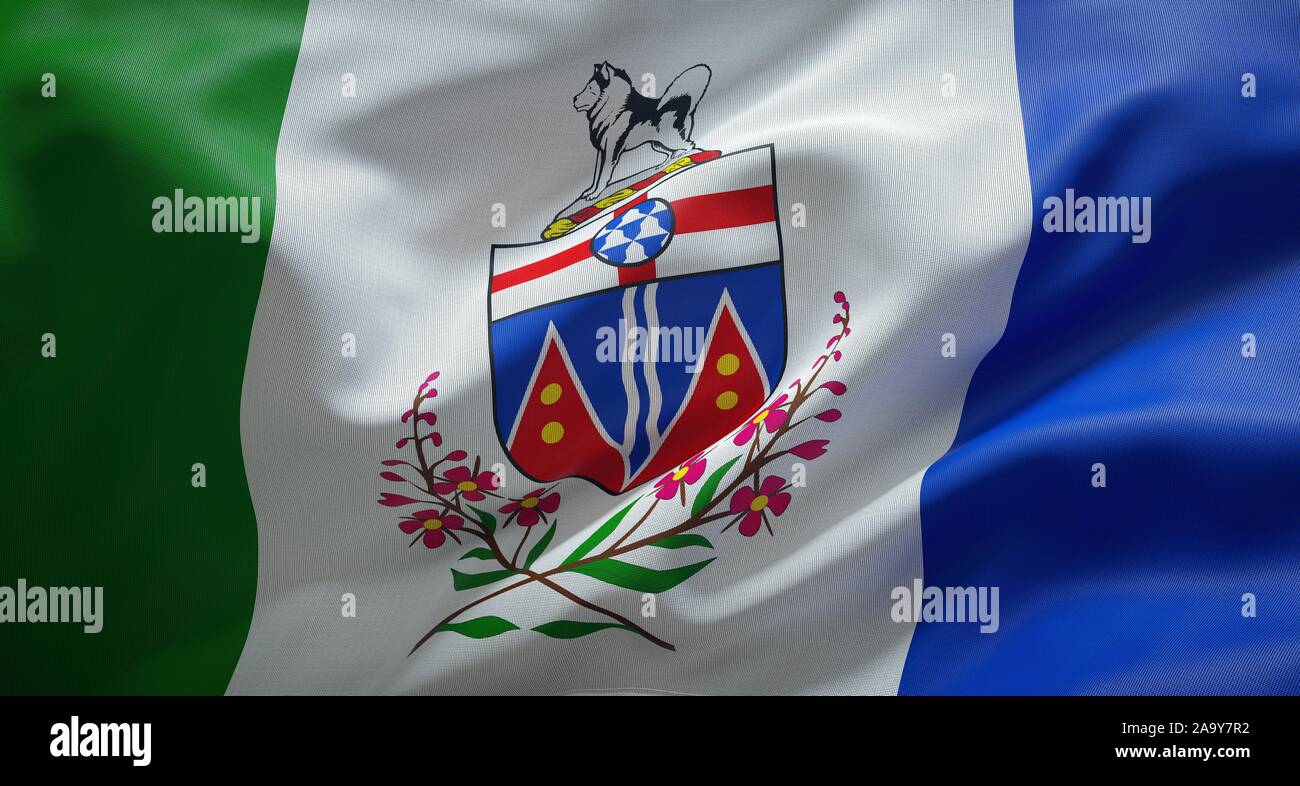 Yukon Canada Flag Yukon Canada Map With Canadian National Flag Vector