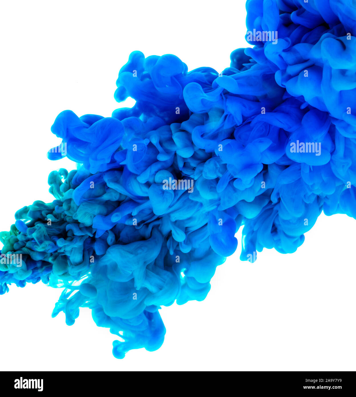 Cloud of blue ink in water isolated on white background Stock Photo - Alamy