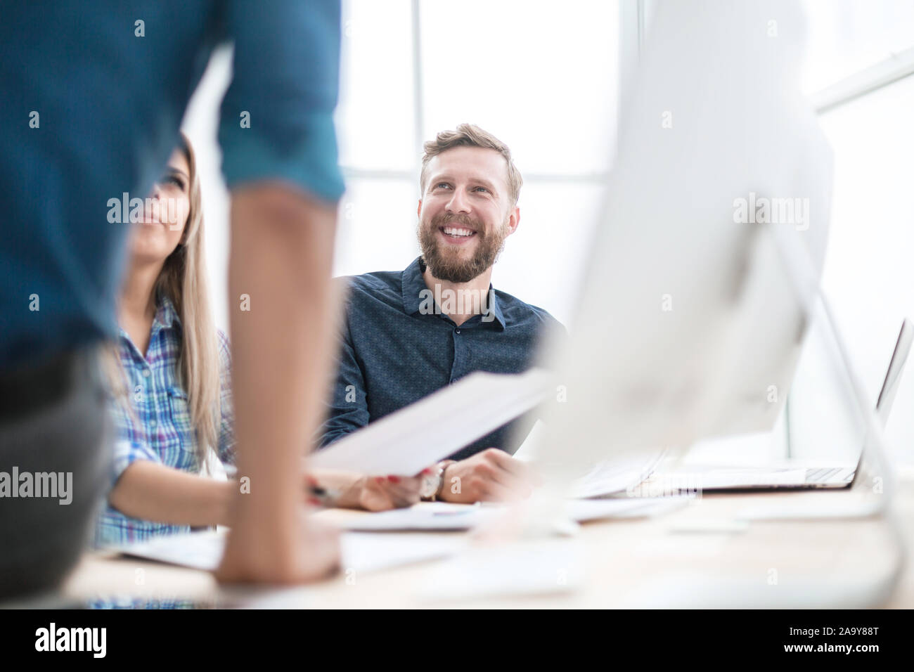 close up. business team at the workplace in the office Stock Photo - Alamy