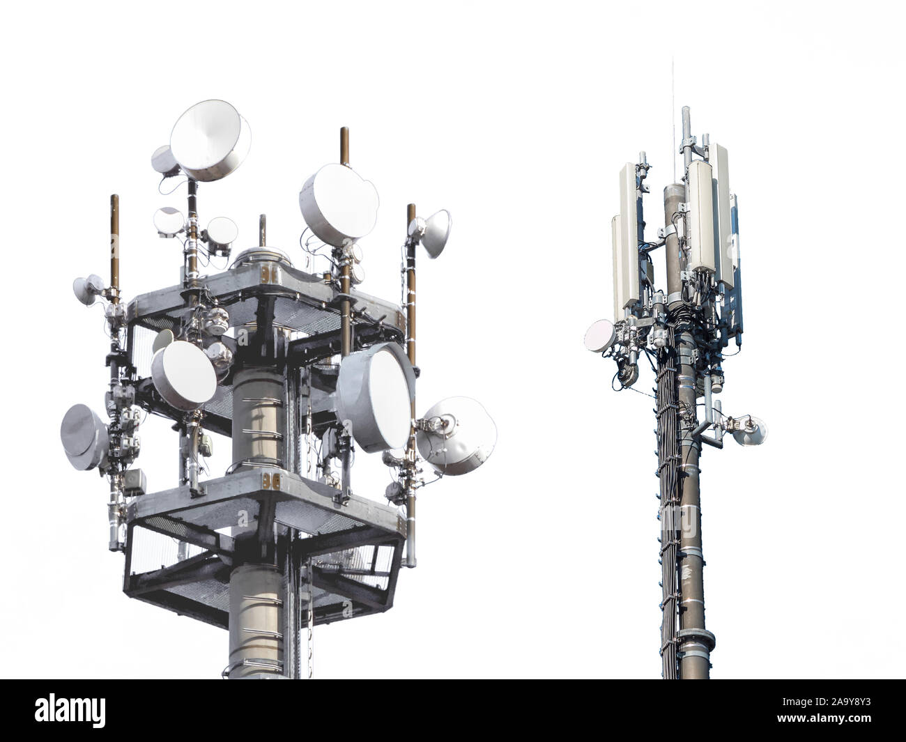 several antennas isolated on white background Stock Photo - Alamy